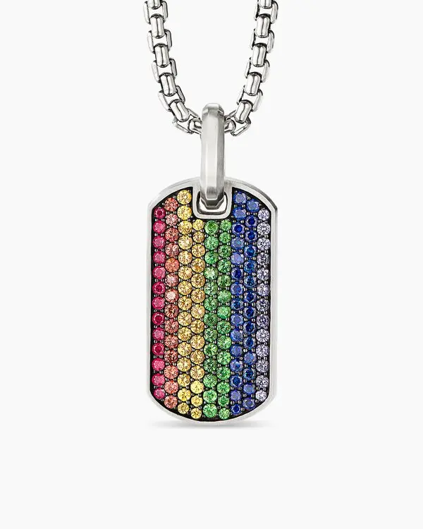 David Yurman Sterling Silver Chevron Tag - Rainbow