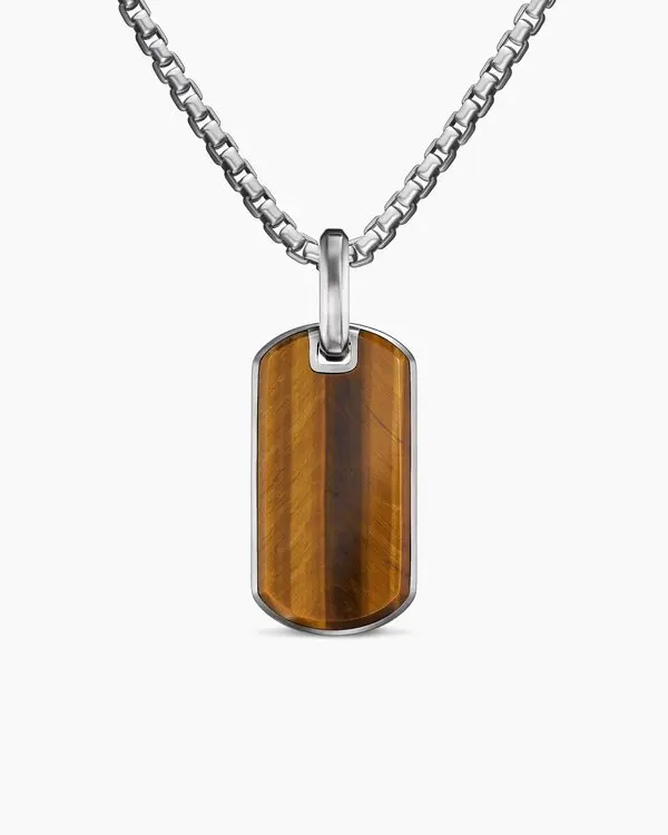 David Yurman Sterling Silver Chevron Tag - Tigers Eye