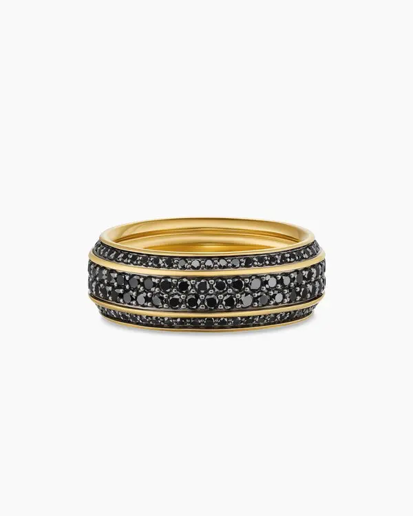 David Yurman Streamline® 18k Yellow Gold Band Ring With Diamonds - Black Diamond