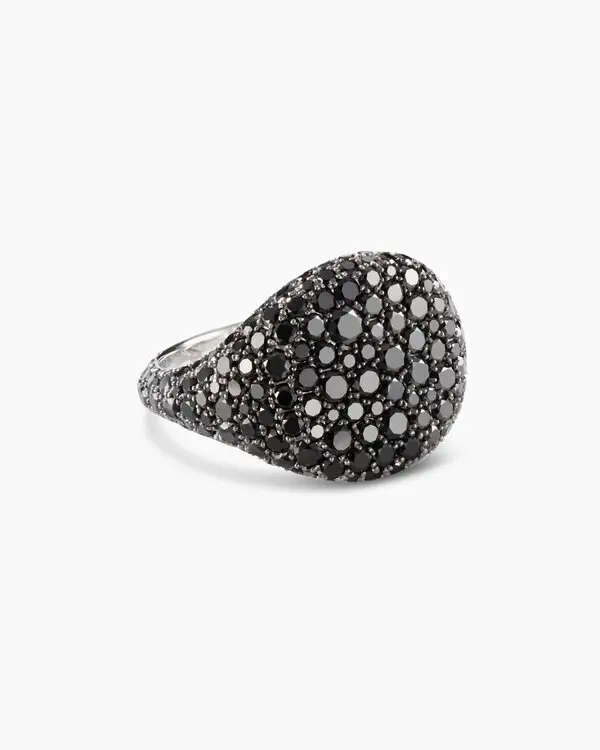 David Yurman Pavé Pinky Ring In White Gold With Black Diamonds - Black Diamond