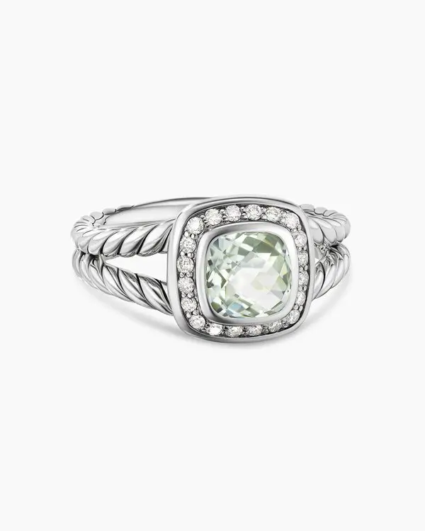 David Yurman Petite Albion Ring In Sterling Silver With And Diamonds - Prasiolite