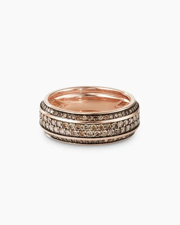 David Yurman Streamline® Band Ring In 18k Rose Gold With Diamonds