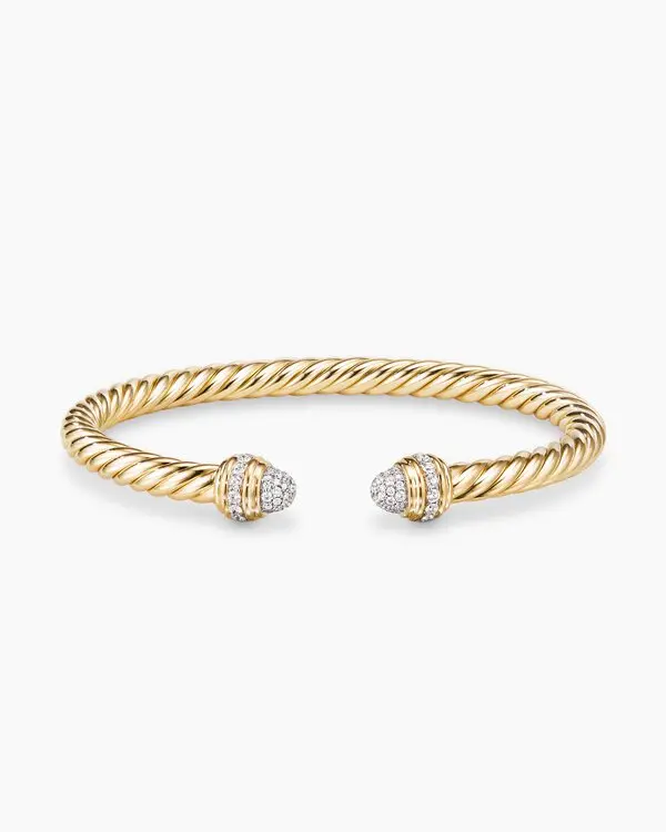 David Yurman 18k Yellow Gold Cablespira® Bracelet With Diamonds - Diamond