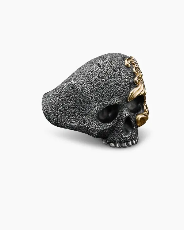 David Yurman Waves Skull Ring In Sterling Silver And 18k Yellow Gold - Sterling Silver/18k Yellow Gold