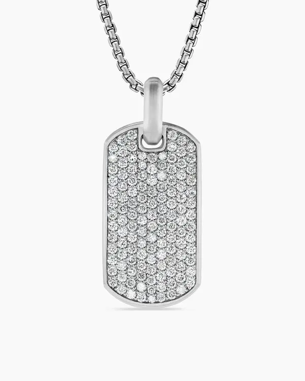 David Yurman Chevron Tag In Sterling Silver With Black Diamonds - Diamond