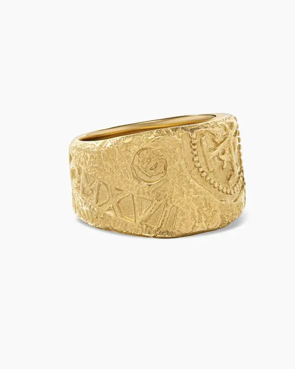 David Yurman Shipwreck Cigar Band Ring - All 18k Yellow Gold