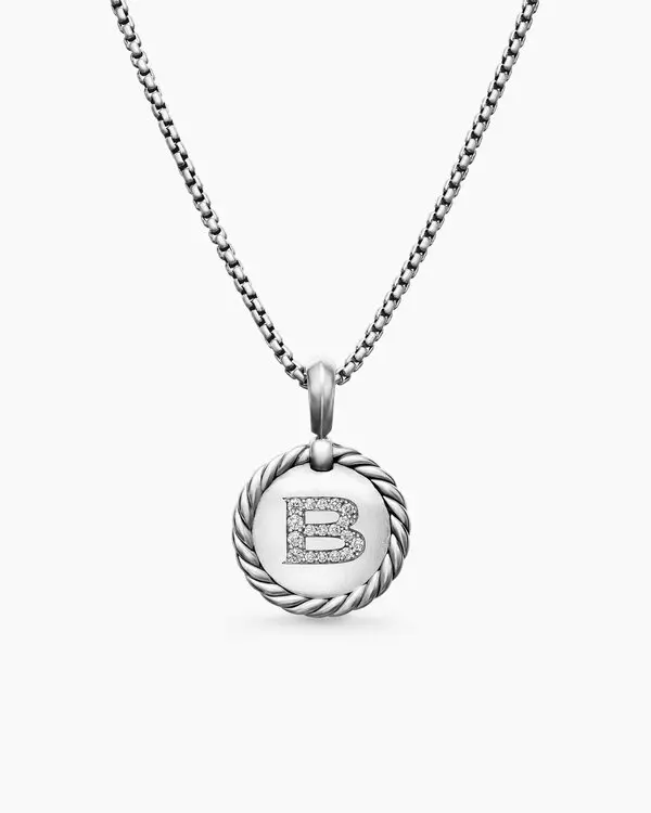 David Yurman Initial Charm Necklace - All Sterling Silver