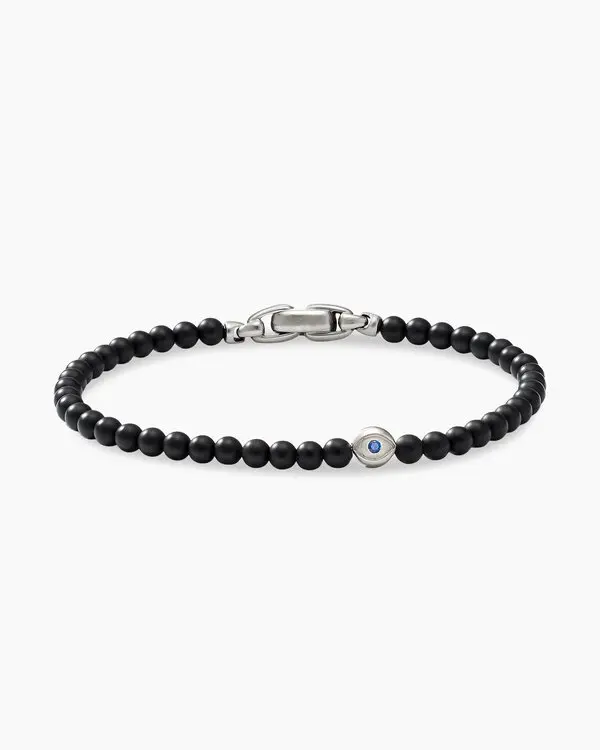 David Yurman Sterling Silver Spiritual Beads Evil Eye Bracelet - Black Onyx/sapphires