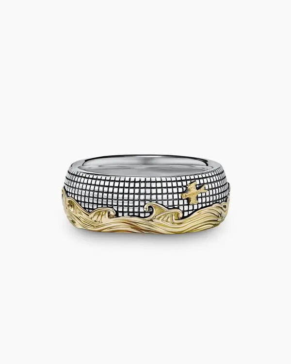 David Yurman Waves Band Ring - Sterling Silver/18k Yellow Gold