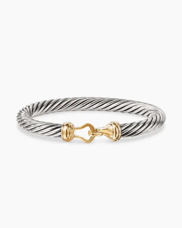 David Yurman Buckle Classic Cable Bracelet - Sterling Silver/14k Yellow Gold