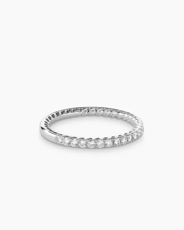 David Yurman Dy Eden Platinum Band Ring With Diamonds - Diamond
