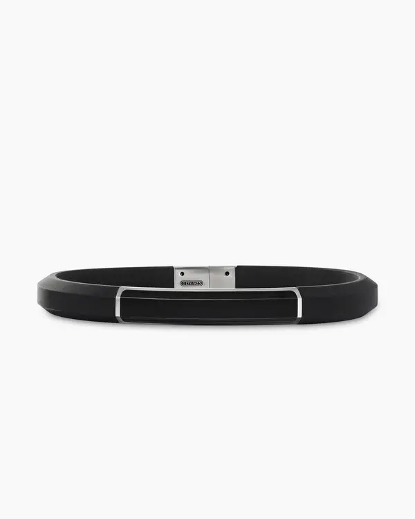 David Yurman Streamline® Id Bracelet With Black Diamonds And Sterling Silver - Black Onyx/black Rubber
