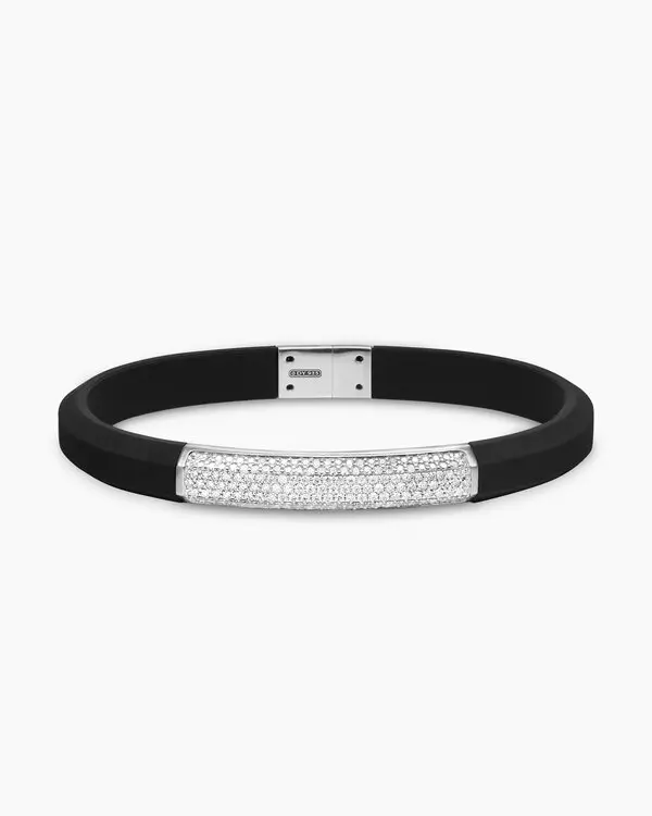 David Yurman Streamline® Id Bracelet With Black Diamonds And Sterling Silver - Diamond Rubber