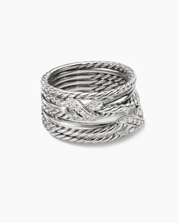 David Yurman Sterling Silver Double X Crossover Ring - Diamond
