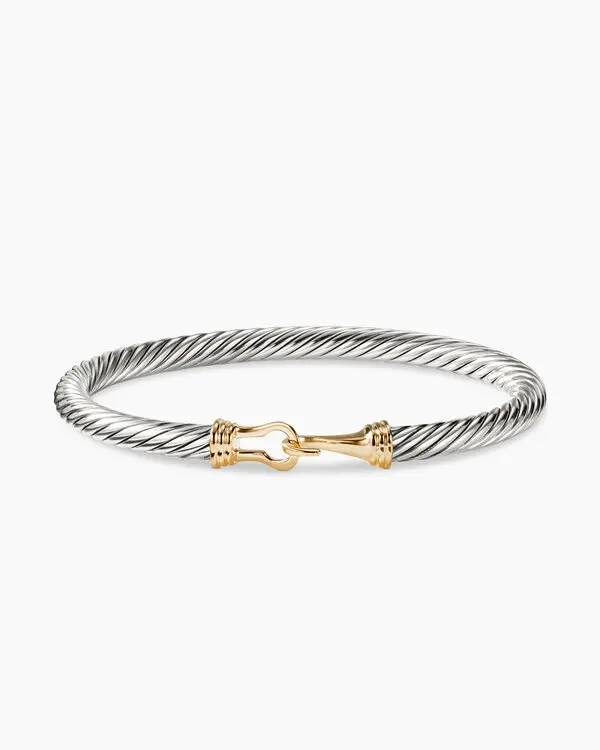 David Yurman Buckle Classic Cable Bracelet - Sterling Silver/14k Yellow Gold