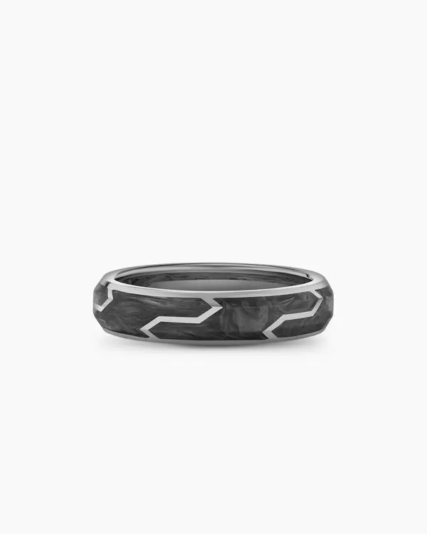 David Yurman And 18k White Gold Band Ring - Forged Carbon