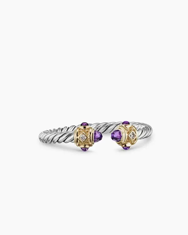 David Yurman Renaissance® Ring In Sterling Silver With 14k Yellow Gold, Pearls And Diamonds - Amethyst