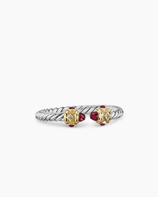 David Yurman Renaissance® Ring In Sterling Silver With 14k Yellow Gold, Pearls And Diamonds - Rhodolite Garnet
