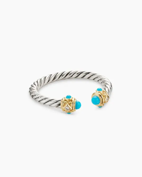 David Yurman Renaissance® Ring In Sterling Silver With 14k Yellow Gold, Pearls And Diamonds - Turquoise