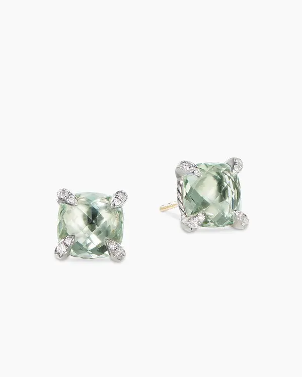 David Yurman Chatelaine® Stud Earrings With And Diamonds - Prasiolite