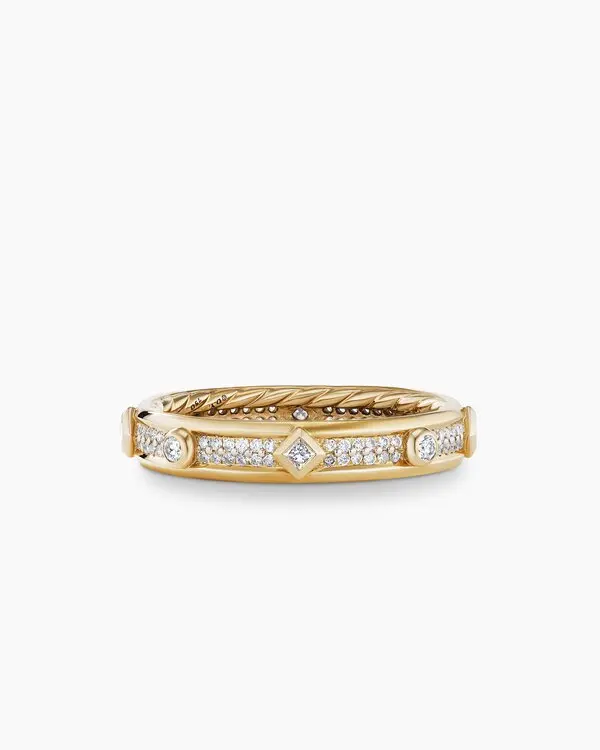 David Yurman Modern Renaissance® Band Ring In 18k Yellow Gold With Diamonds - Diamond