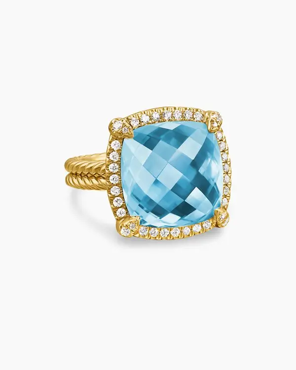 David Yurman Chatelaine® Ring With And Diamonds - Blue Topaz
