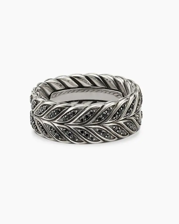 David Yurman Chevron Pavé Band Ring - Black Diamond
