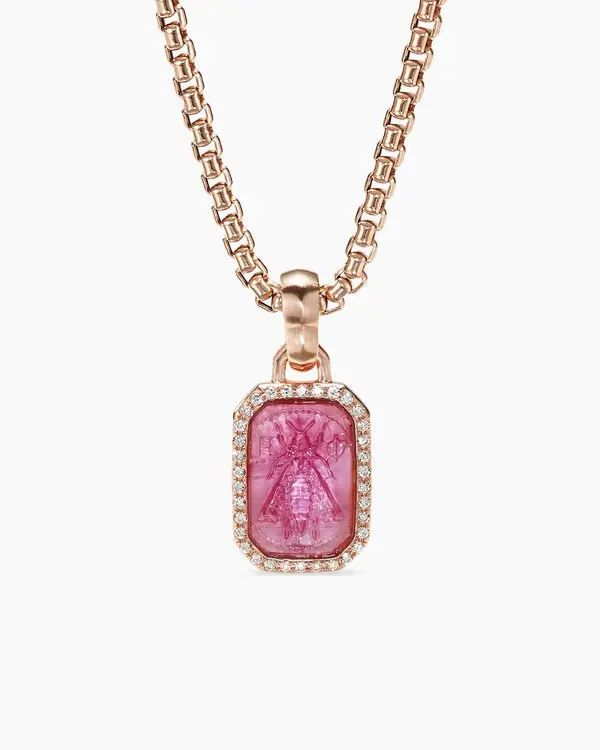 David Yurman Petrvs® Bee Amulet In 18k Rose Gold With And Diamonds - Rubellite