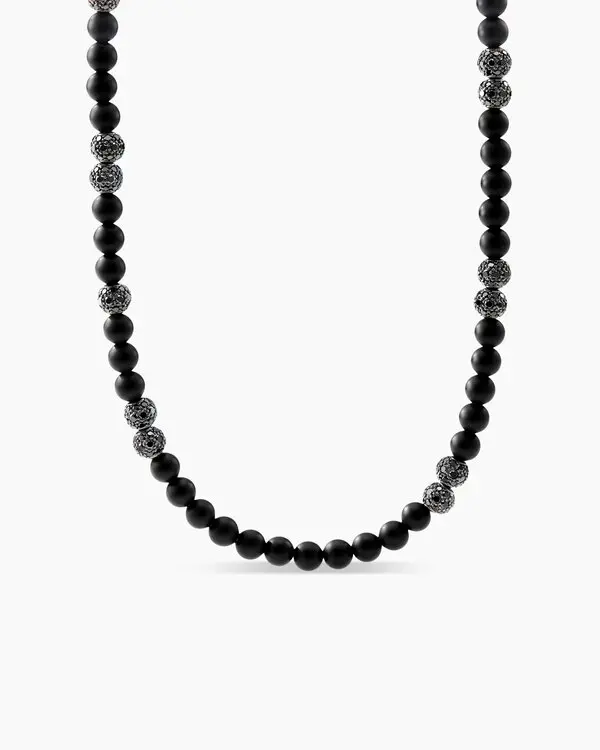 David Yurman Spiritual Beads Necklace With Black Onyx And Pavé Black Diamonds - Black Onyx/black Diamonds