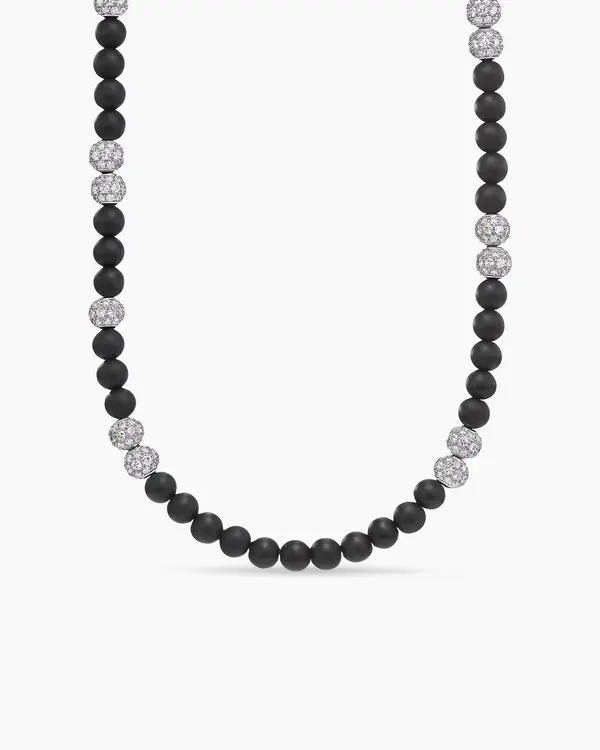 David Yurman Spiritual Beads Necklace With Black Onyx And Pavé Black Diamonds - Black Onyx/diamonds