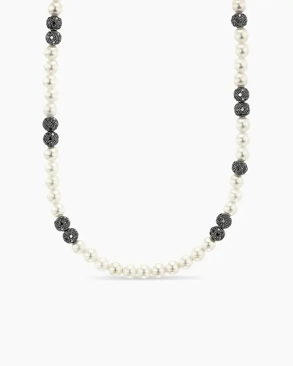 David Yurman Spiritual Beads Necklace With Black Onyx And Pavé Black Diamonds - Pearl/black Diamond