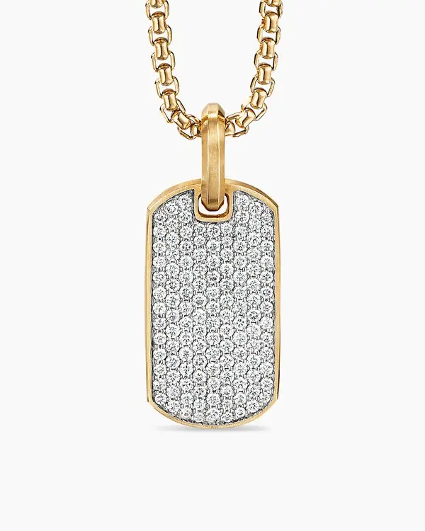 David Yurman Chevron Tag In 18k Yellow Gold With Black Diamonds - Diamond