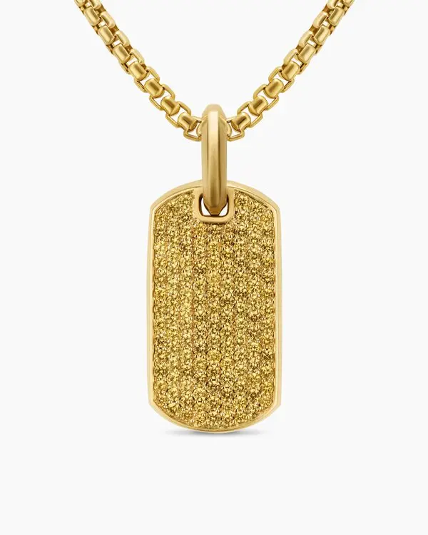 David Yurman Chevron Tag In 18k Yellow Gold With Black Diamonds - Yellow Sapphire