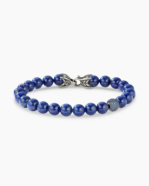 David Yurman Spiritual Beads Bracelet With And Black Diamonds - Lapis/sapphires
