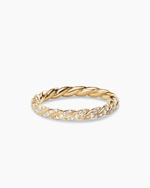 David Yurman Pavé Petite Band Ring In 18k Yellow Gold With Diamonds - Diamond