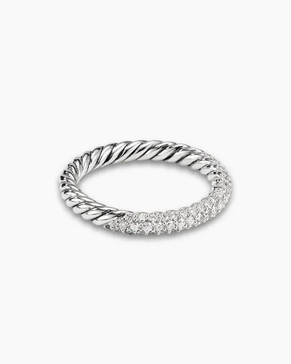 David Yurman Sterling Silver Pavé Stack Ring - Diamond