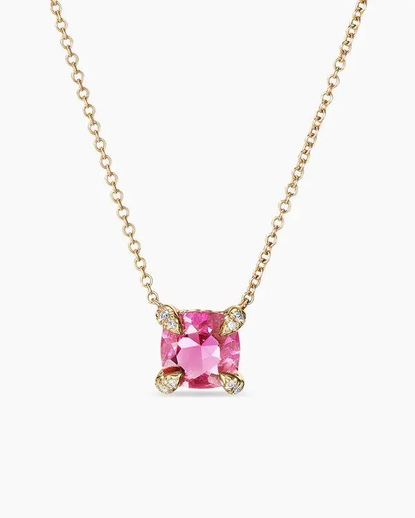 David Yurman Petite Chatelaine® Pendant Necklace With And Diamonds - Pink Tourmaline