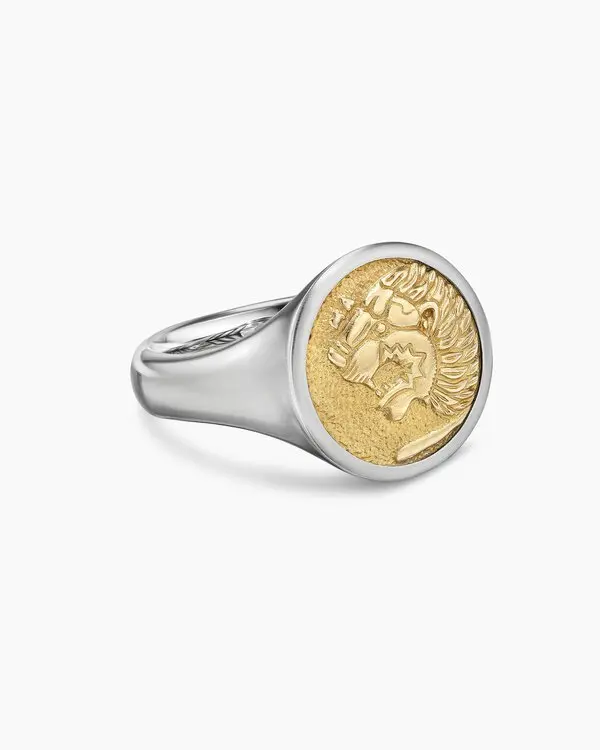 David Yurman Petrvs Lion Pinky Ring - Sterling Silver/18k Yellow Gold