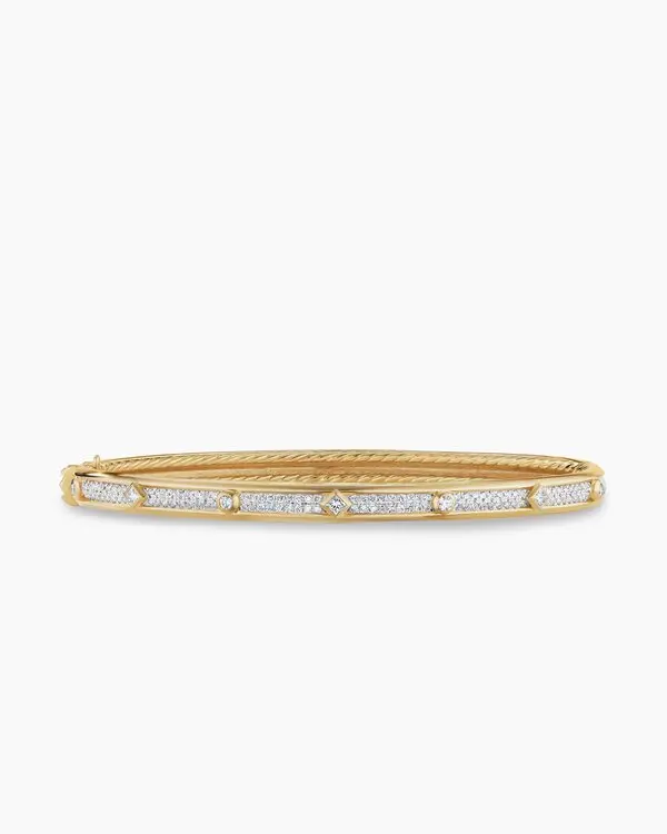David Yurman Modern Renaissance Bangle In 18k Yellow Gold With Pavé Diamonds - Diamond