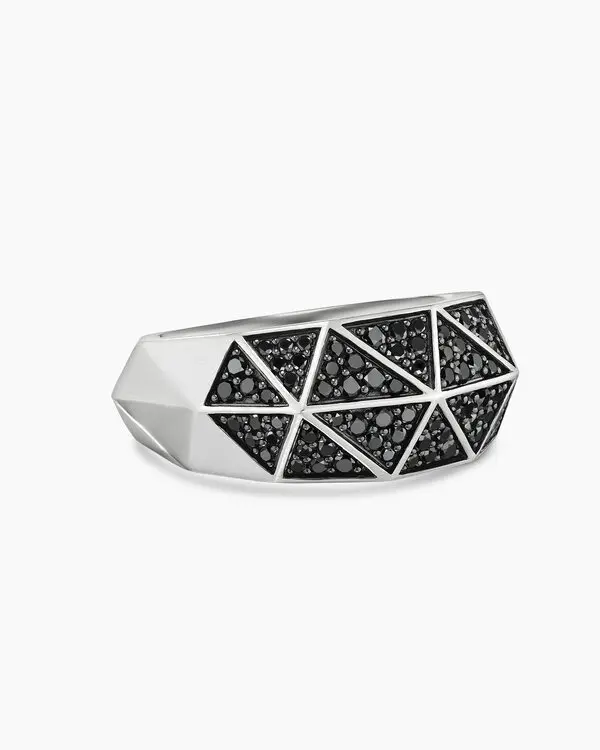 David Yurman Faceted Signet Ring With Diamonds - Black Diamond