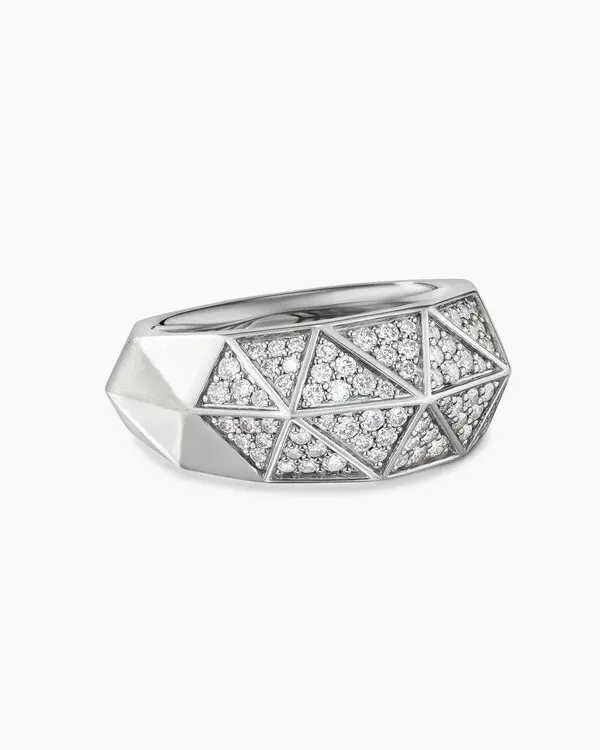 David Yurman Faceted Signet Ring With Diamonds - Diamond