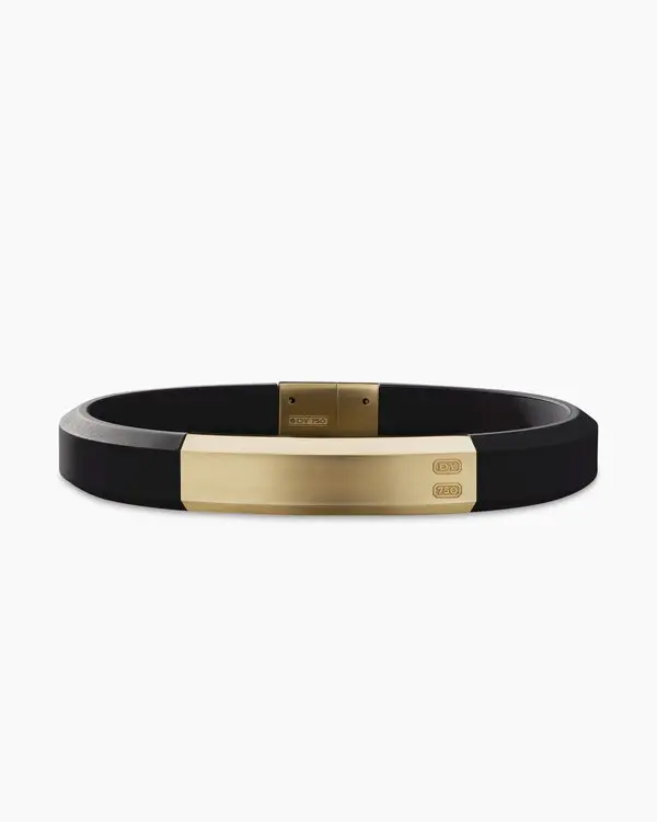 David Yurman Streamline® Id Bracelet With Diamonds And Gold - Black Rubber