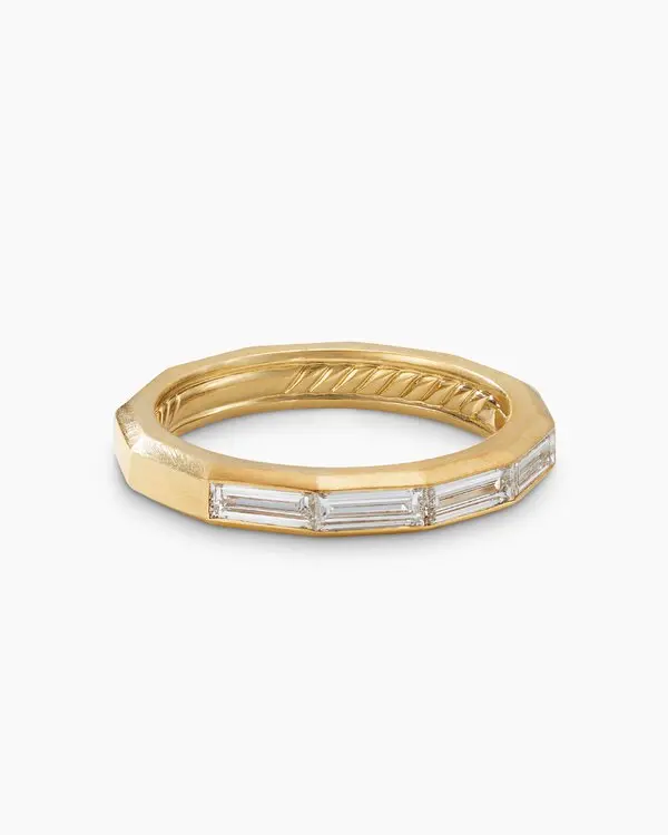 David Yurman Dy Delaunay Band Ring In 18k Yellow Gold With Baguette Diamonds - Diamond