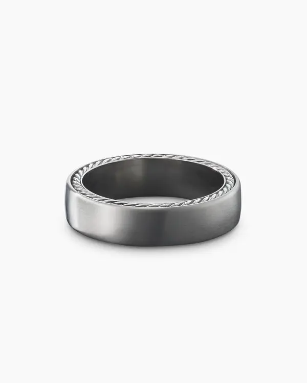 David Yurman Streamline® Band Ring - Grey Titanium With Sterling Silv