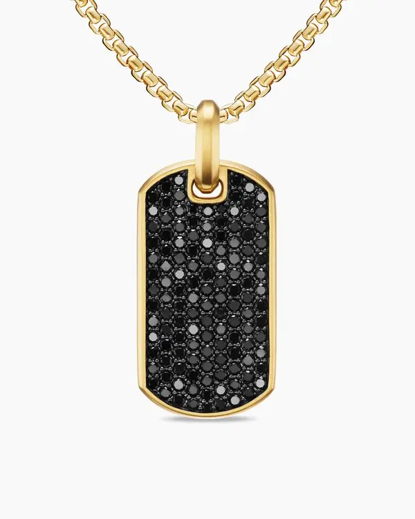 David Yurman Chevron Tag In 18k Yellow Gold With Diamonds - Black Diamond