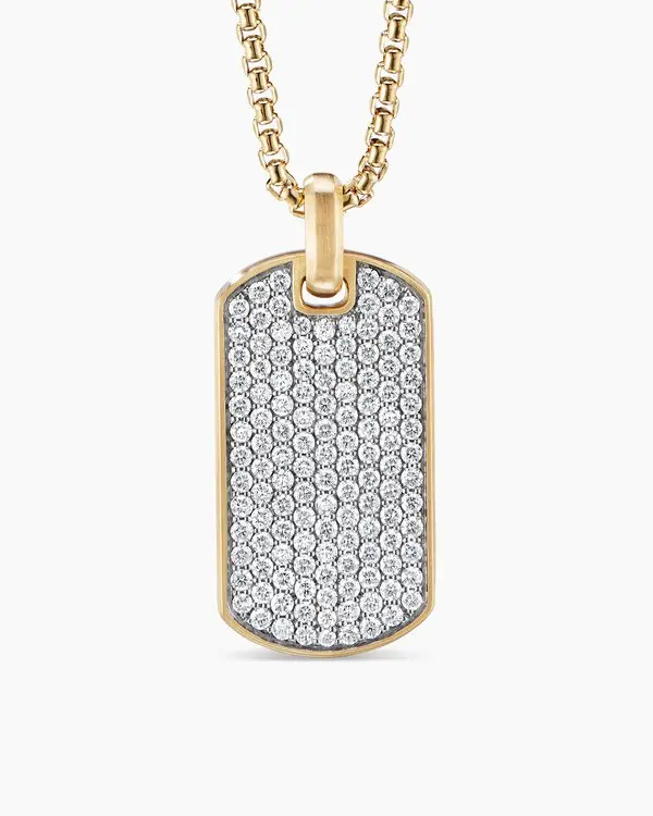 David Yurman Chevron Tag In 18k Yellow Gold With Diamonds - Diamond