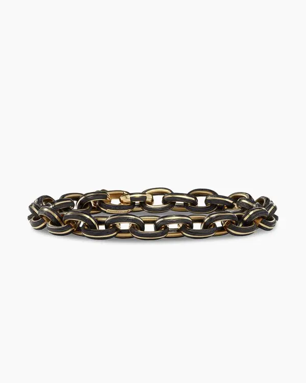 David Yurman Streamline® Oval Link Bracelet In 18k Yellow Gold With - Forged Carbon