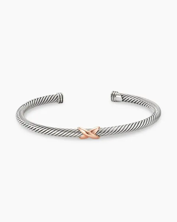 David Yurman X Classic Cable Bracelet - Silver/18k Rose Gold