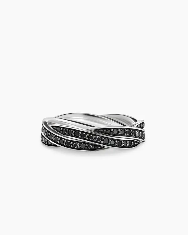 David Yurman Dy Helios Band Ring In Sterling Silver - Black Diamond