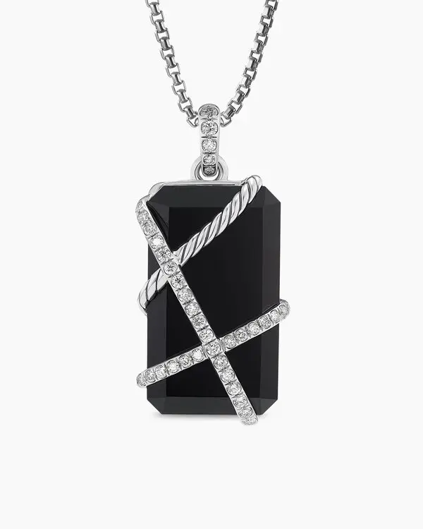 David Yurman Sterling Silver Amulet With Onyx And Diamonds - Black Onyx